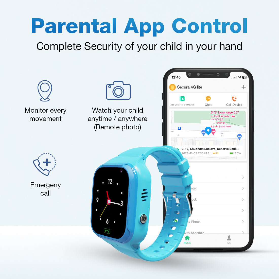 Smart Watch Phone 4G LTE with Video Calling & Live Tracking