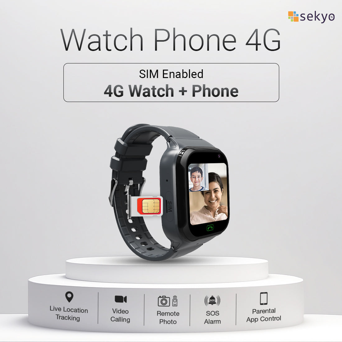 Smart Watch Phone 4G LTE with Video Calling & Live Tracking